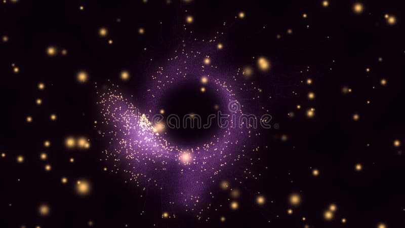 Vortex of Gold and Purple Dynamic Particles Floating in 3d Space ...