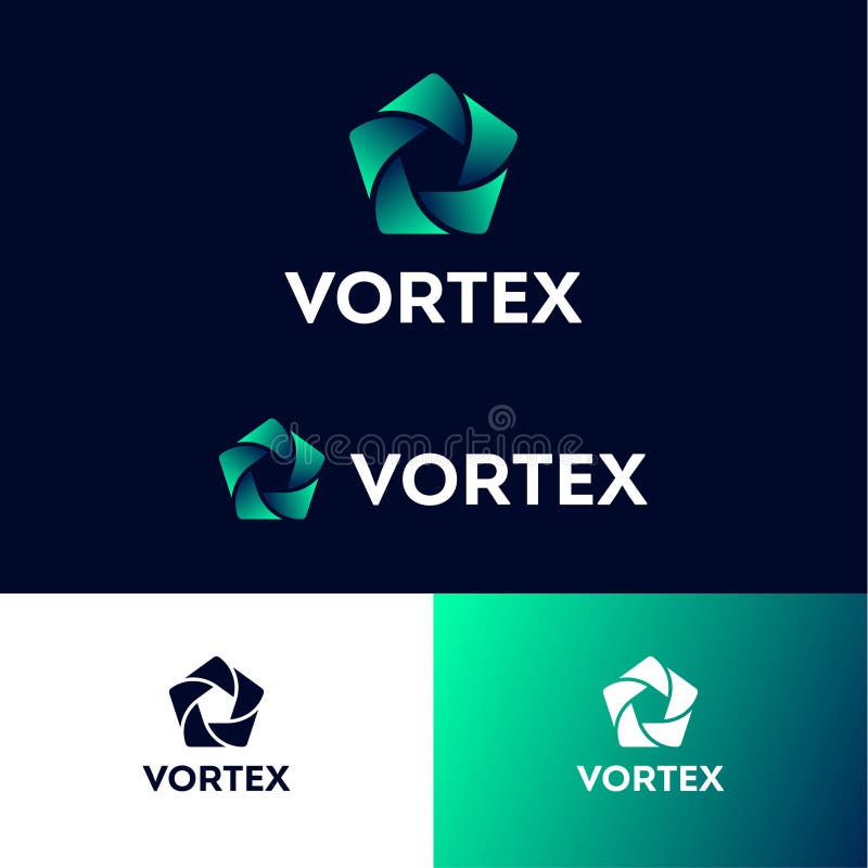Vortex Logo. Green Pentagon Consists of Five Elements. Rotating ...