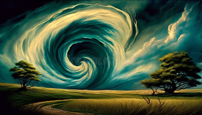 Vortex of Nature: Whirling Sky Over Open Field Stock Photo - Image of ...