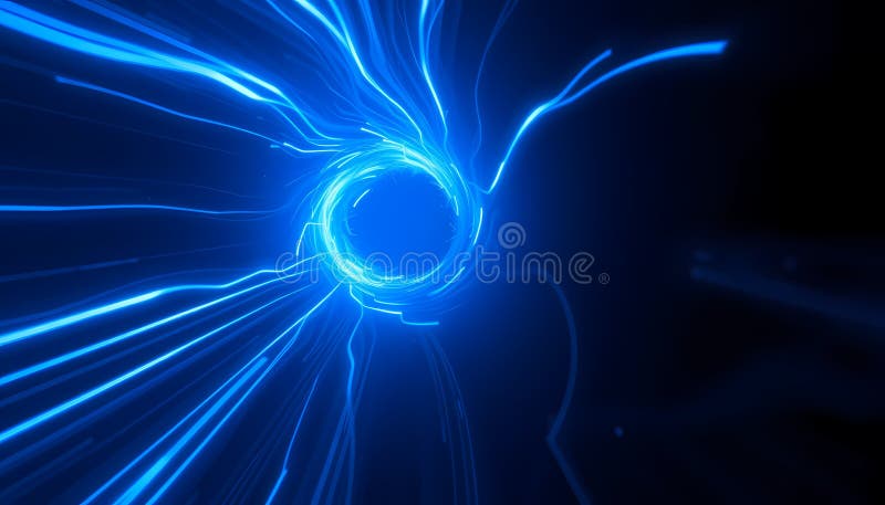 Vortex of Neon Blue Light Swirling with Motion Environment Stock Photo ...