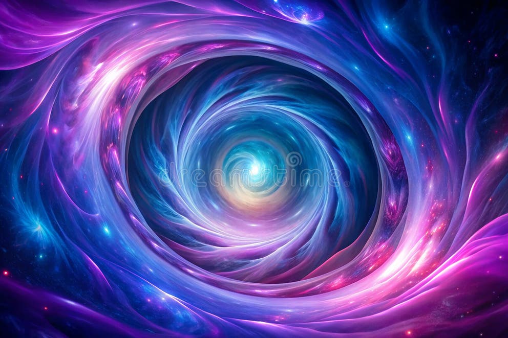 Vortex of Purple and Blue Swirls Converging into a Central Void Stock ...