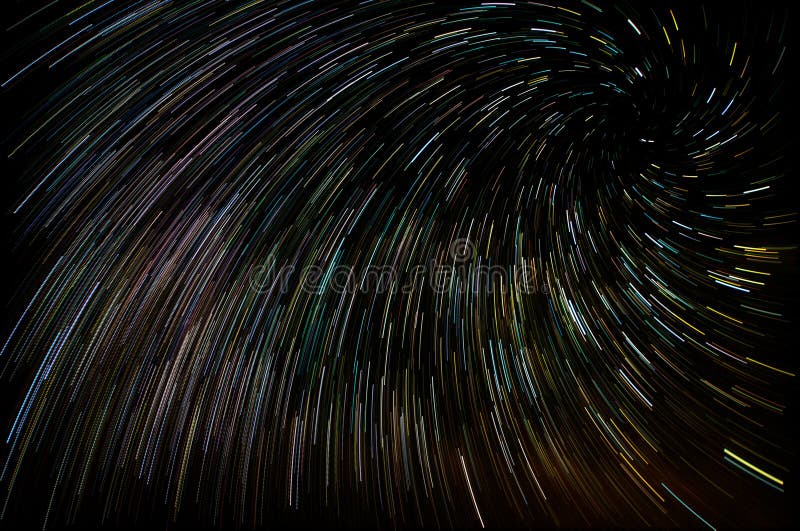 Vortex Star Tail on Night Sky Behind an Observation Stock Image - Image ...