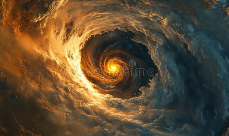 Vortex of Swirling Clouds and Fiery Core, Cosmic Phenomenon, Dramatic ...