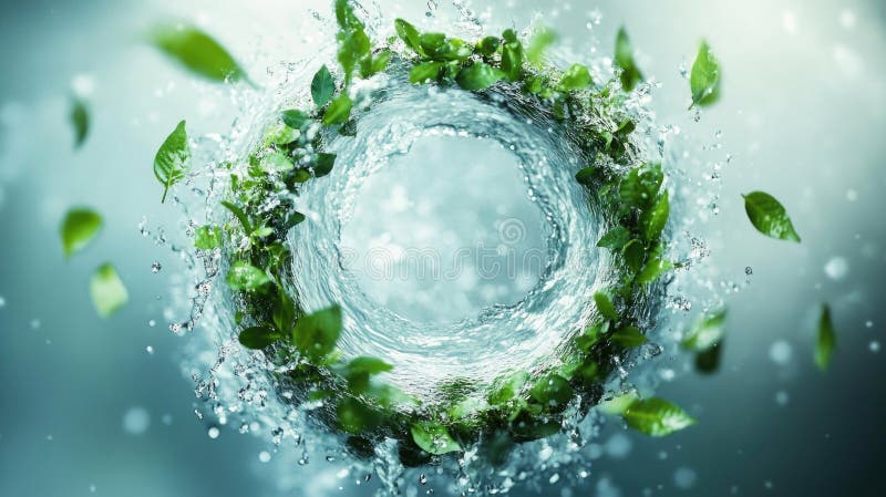 Vortex of Water and Leaves Creating a Dynamic Circular Motion Stock ...