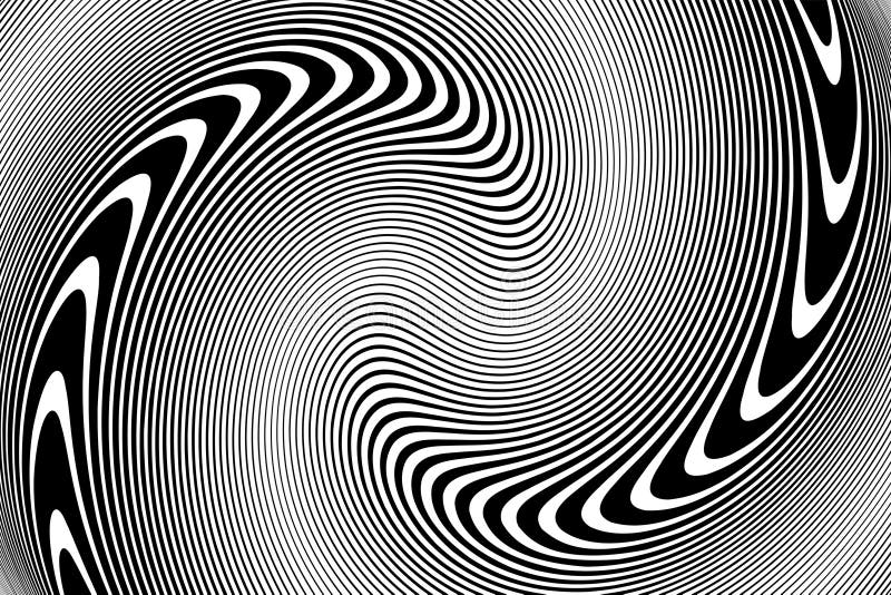 Vortex Whirl Movement Halftone Op Art Design. Abstract Textured Black ...