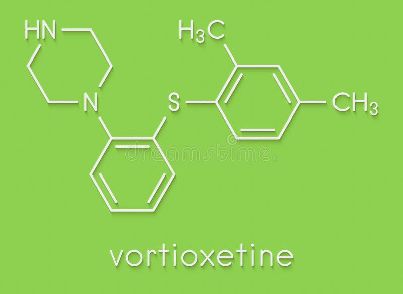 Vortioxetine Antidepressant Drug Molecule. Atoms are Represented As ...