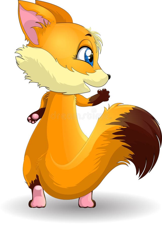 Cartoon Grappige Vos Die Een Duim Omhoog Geeft, Geïsoleerd Op Witte ...