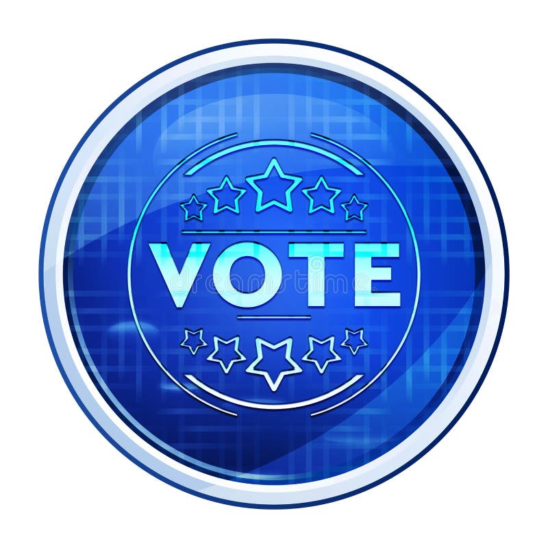 Vote Badge Icon Futuristic Blue Round Button Vector Illustration Stock ...