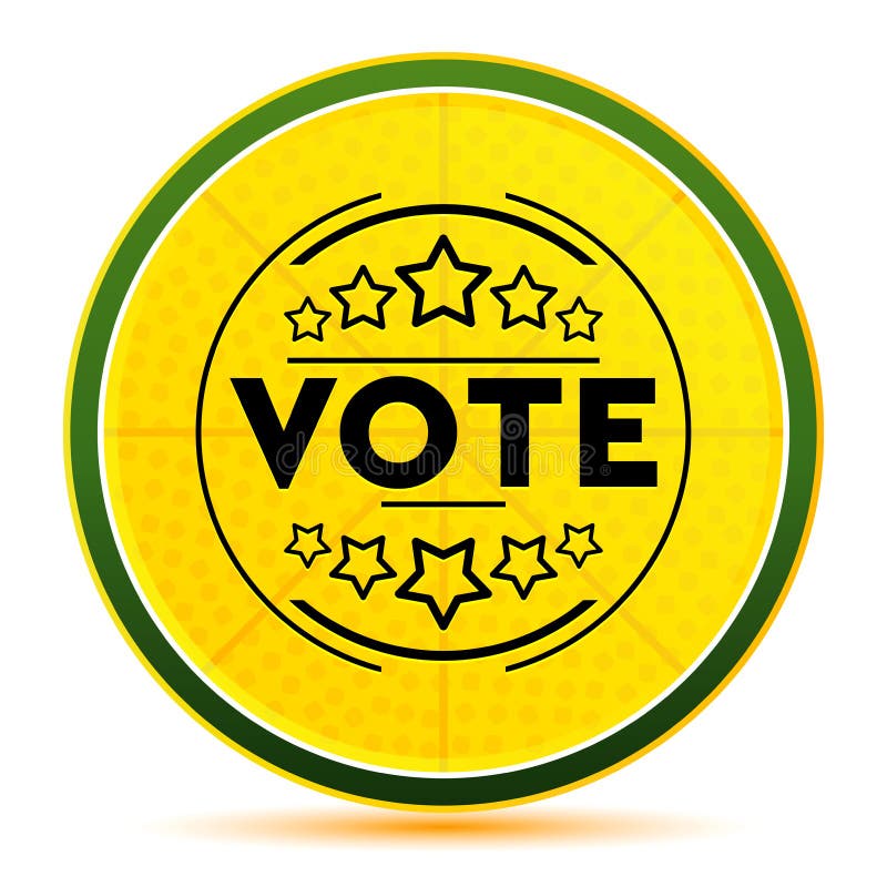 Vote Badge Icon Lemon Lime Yellow Round Button Illustration Stock ...