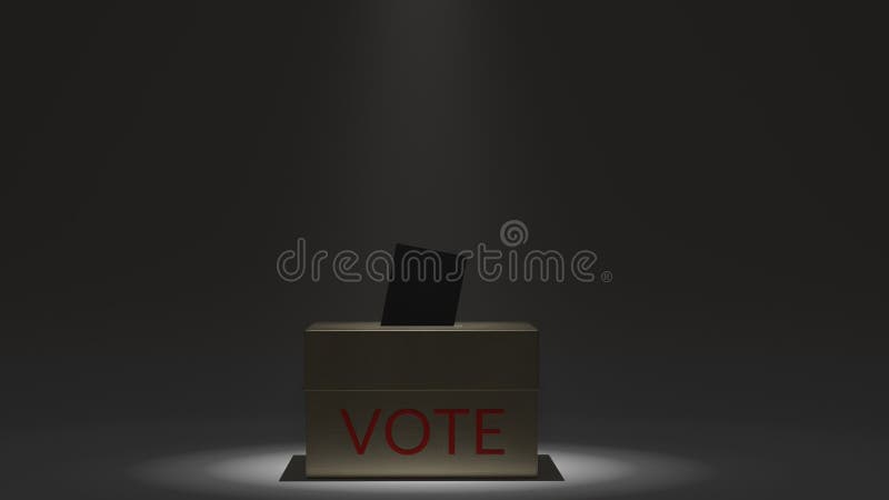 Vote Box in the Dark, 3D Rendering. 3D Illustration Stock Illustration ...