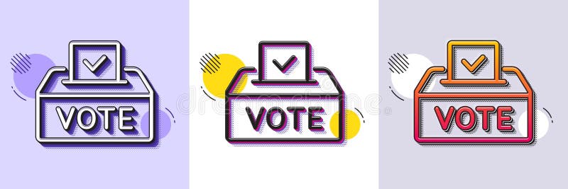 Vote Box Line Icon. Voting Ballot Sign. Halftone Dotted Pattern. Vector ...