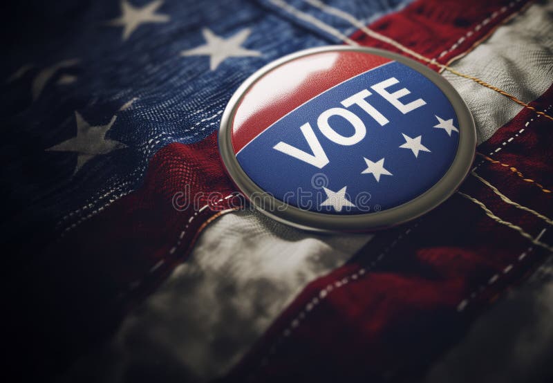 Vote Button on American Flag. USA Election Concept Stock Illustration ...