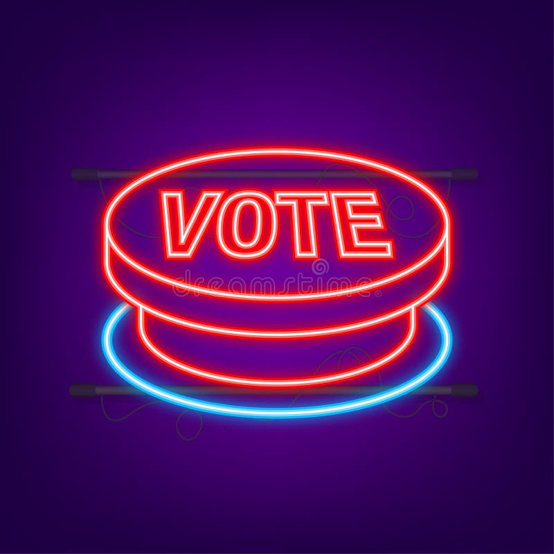 Vote Button. Hand Click Icon. Finger Click Icon. Neon Icon Stock Vector ...