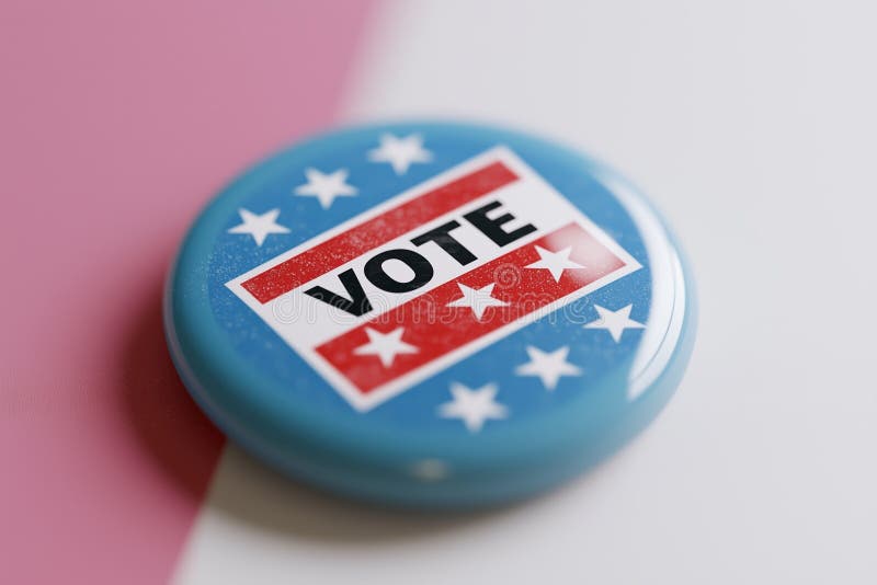 Vote Button on a White and Pink Background. USA Election Concept Stock ...