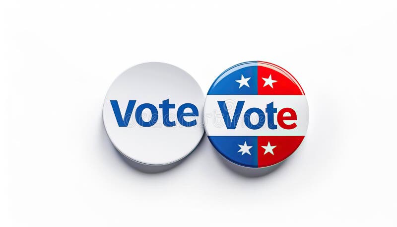 Vote Button Pins Isolated on White with Copy Space Stock Illustration ...