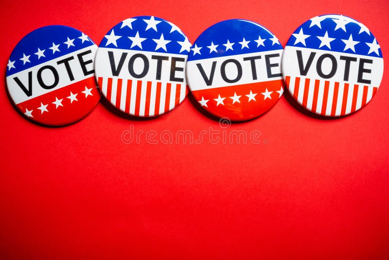 Vote Buttons on Red Background with Copy Space. Election Theme Stock ...