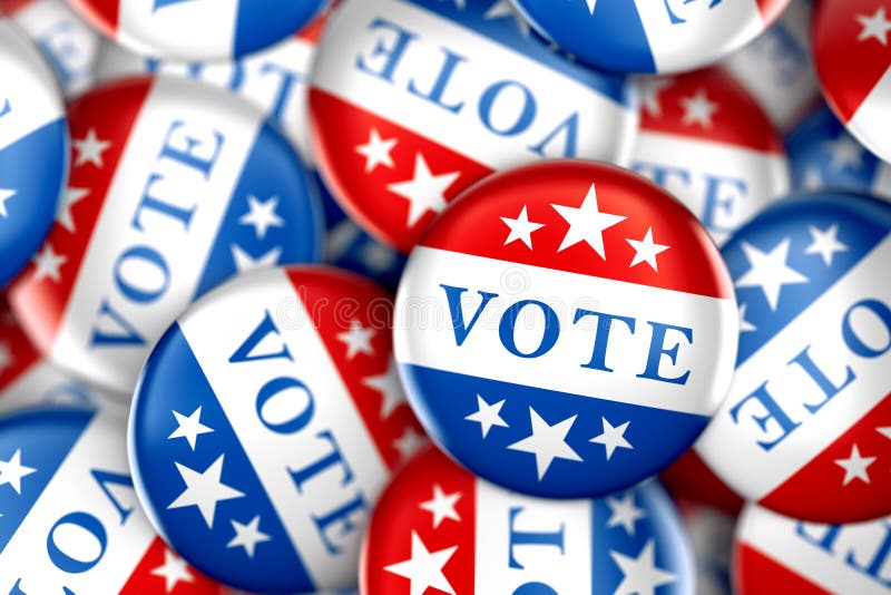Vote Buttons in Red, White, and Blue with Stars Stock Illustration ...