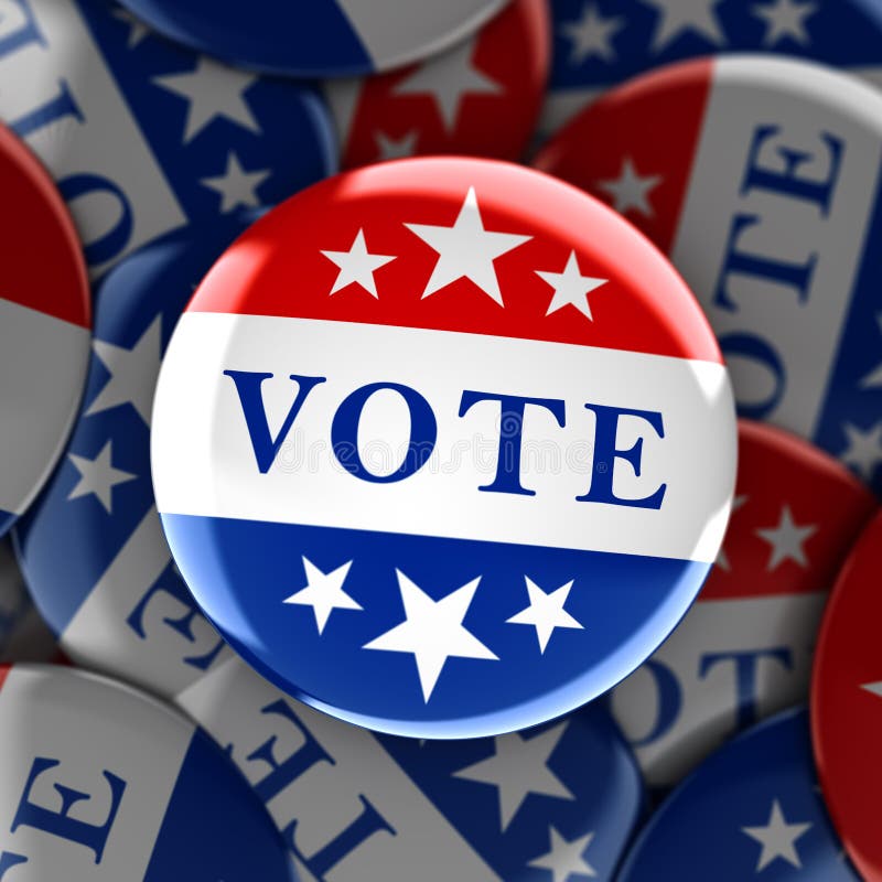 Vote Buttons in Red, White, and Blue with Stars Stock Illustration ...