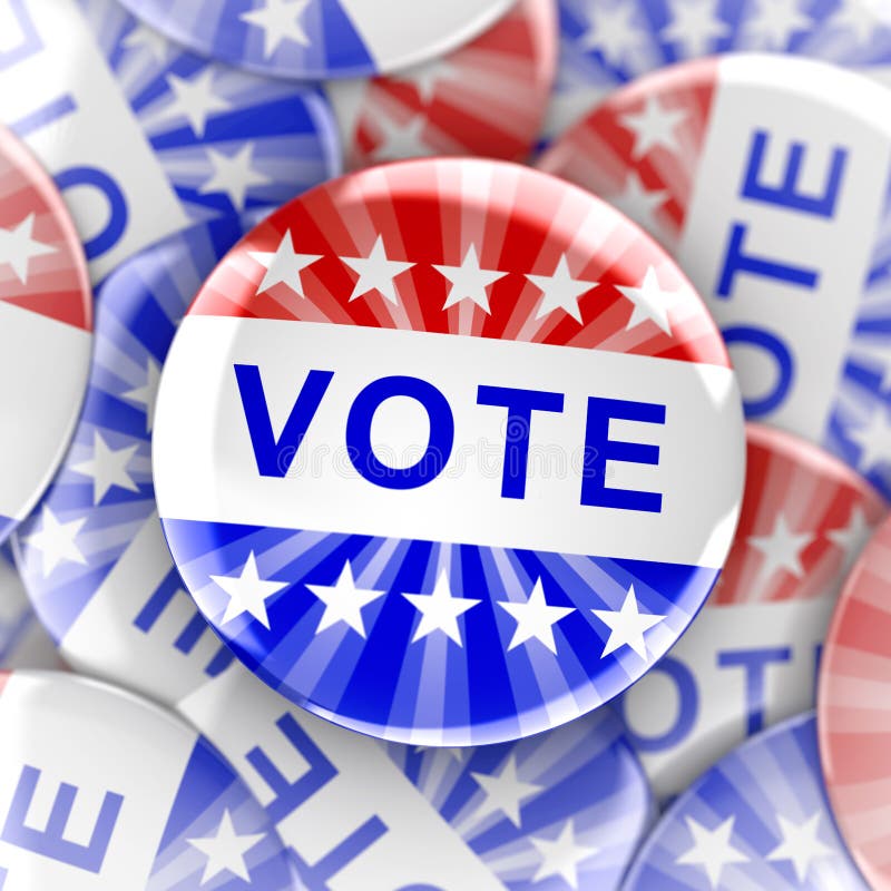 Vote Buttons in Red, White, and Blue with Stars Stock Illustration ...