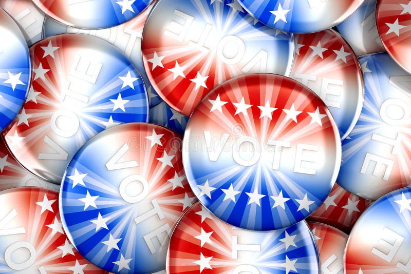 Vote Buttons in Red, White, and Blue with Stars Stock Illustration ...