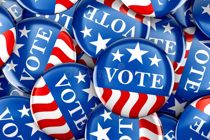 Vote Buttons in Red, White, and Blue with Stars Stock Illustration ...