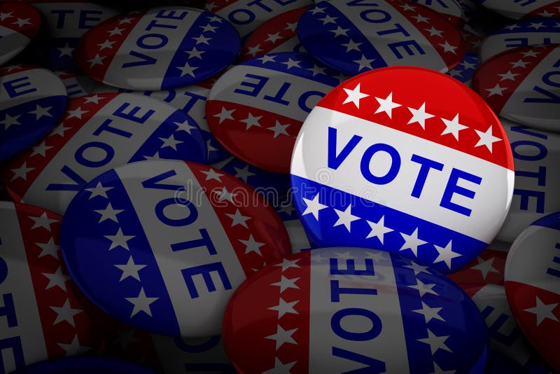 Vote Buttons in Red, White, and Blue with Stars Stock Illustration ...