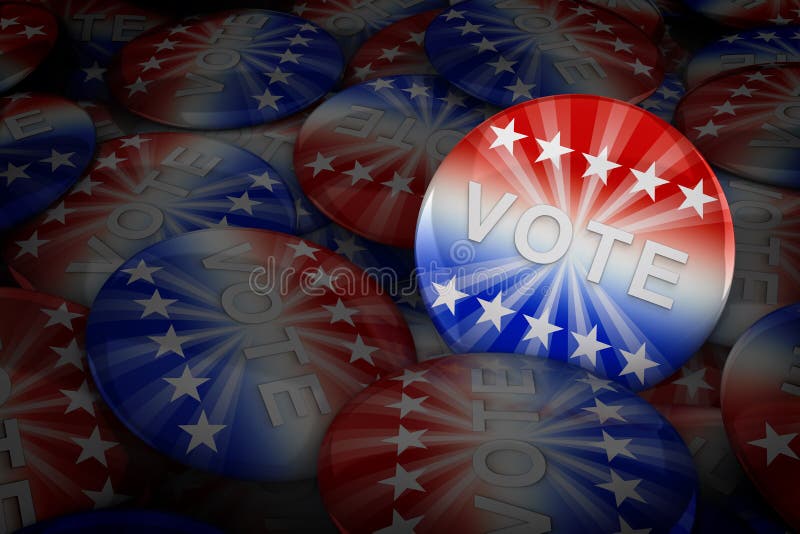 Vote Buttons in Red, White, and Blue with Stars Stock Illustration ...