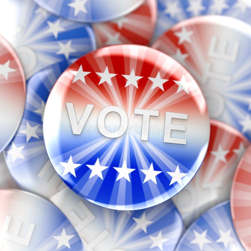 Vote Buttons in Red, White, and Blue with Stars Stock Illustration ...