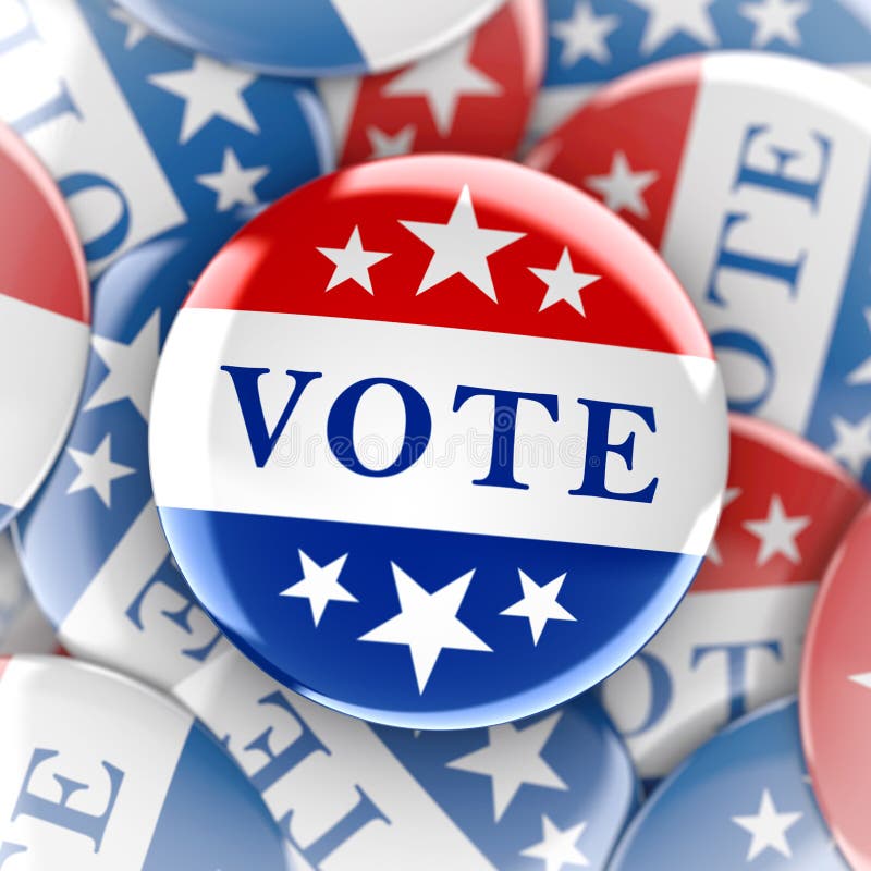 Vote Buttons in Red, White, and Blue with Stars Stock Illustration ...