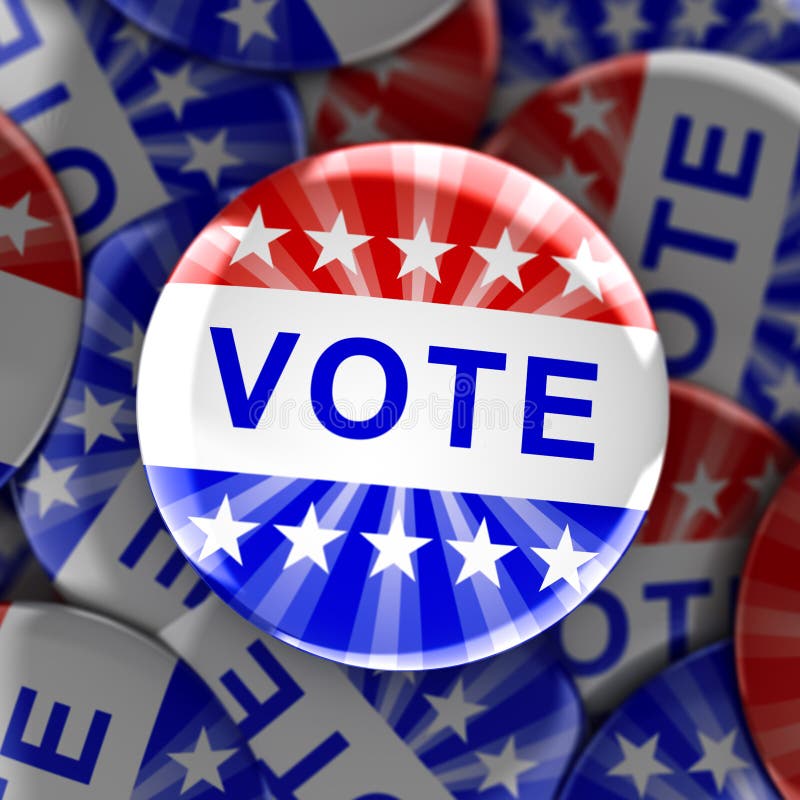 Vote Buttons in Red, White, and Blue with Stars Stock Illustration ...