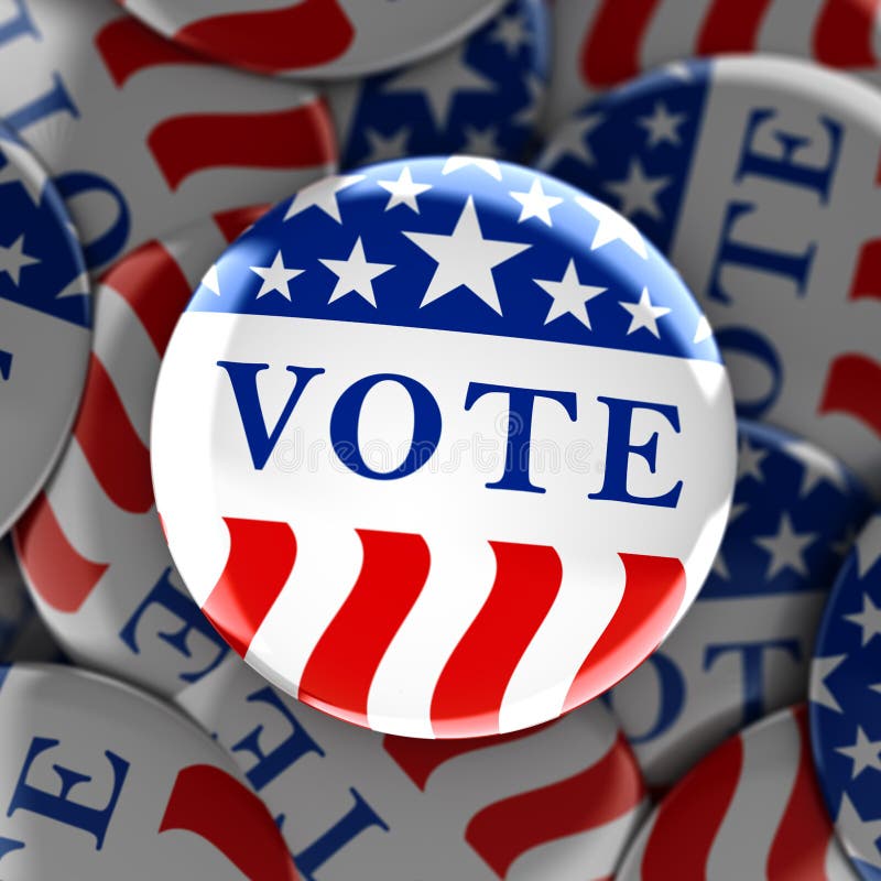 Vote Buttons in Red, White, and Blue with Stars Stock Illustration ...
