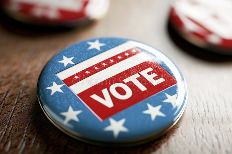 Vote Buttons on a Table. USA Election Concept Stock Illustration ...