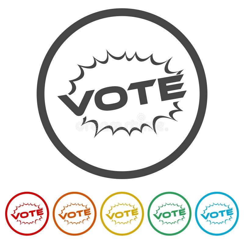 Vote Comic Text Speech Bubble Ring Icon, Color Set Stock Vector ...