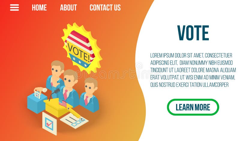 Vote Concept Banner, Isometric Style Stock Vector - Illustration of ...