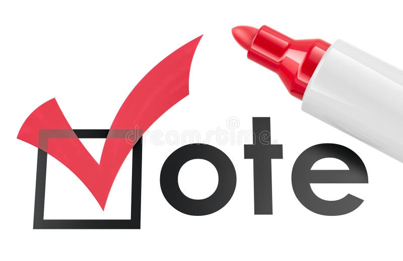 Vote Concept. Red Check Mark with Marker, 3D Rendering Stock ...