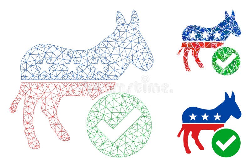 Vote Democrat Donkey Vector Mesh Wire Frame Model and Triangle Mosaic ...