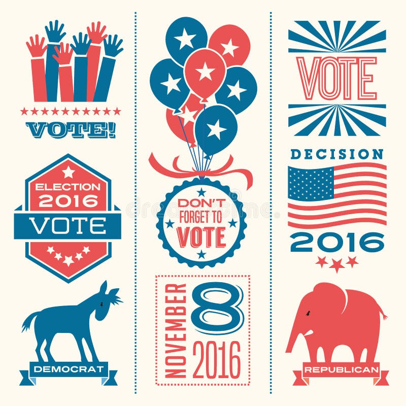 Vote Design Elements for 2016 Election Editorial Photo - Illustration ...