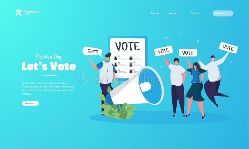 A Group of Happy People Invited To Vote on Election Day Illustration ...