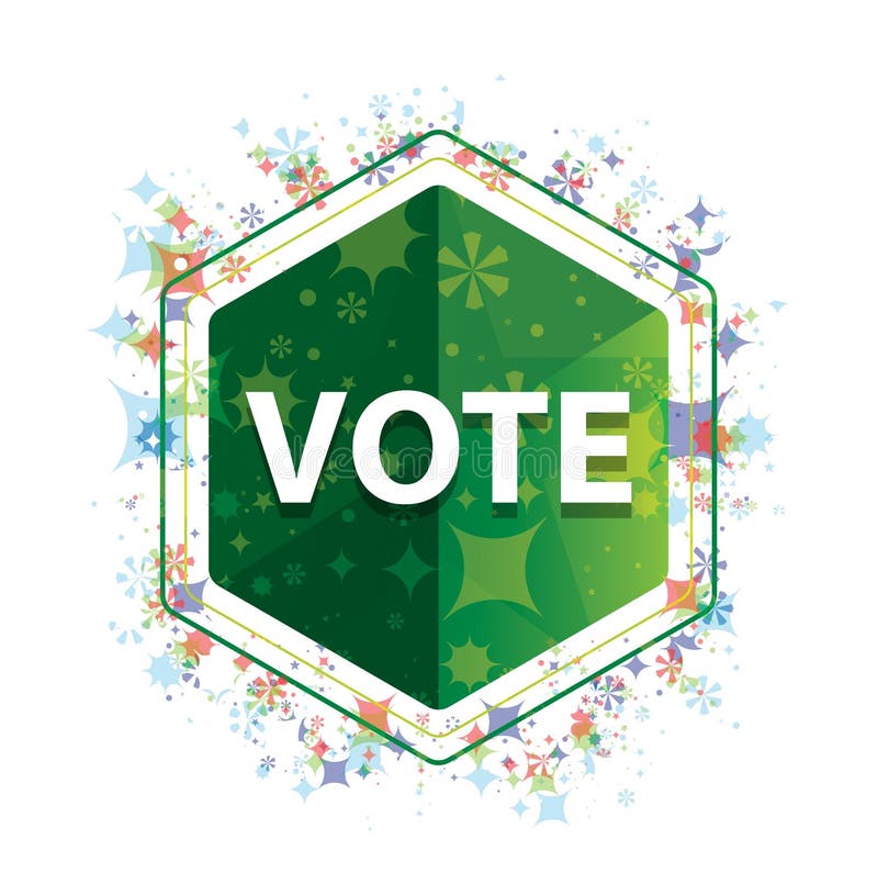 Vote Floral Plants Pattern Green Hexagon Button Stock Illustration ...