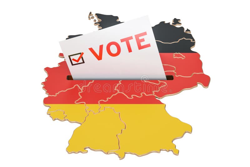 German Election Concept, Ballot Box With Voting Booths On Map Of Stock ...