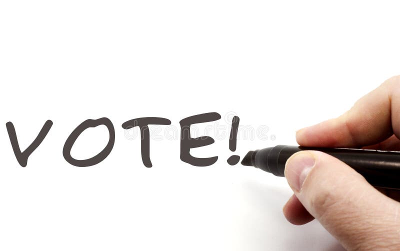 Vote! Hand Writing stock photo. Image of writing, hand - 23831558