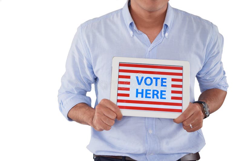 Vote here stock photo. Image of showing, candidate, decision - 73951252