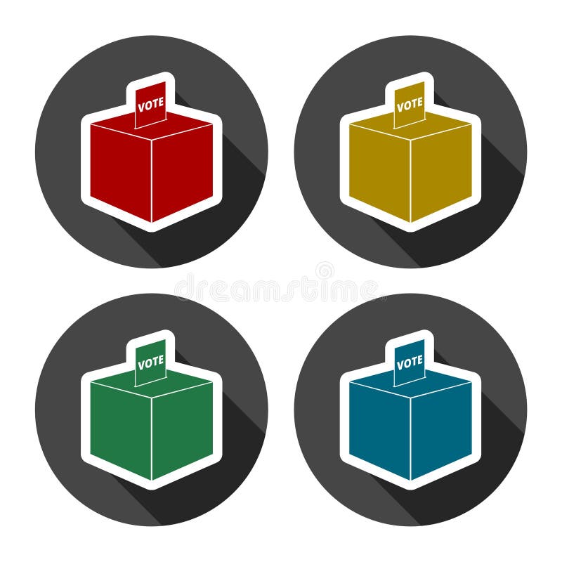 Vote Icons Set with Long Shadow Stock Vector - Illustration of paper ...