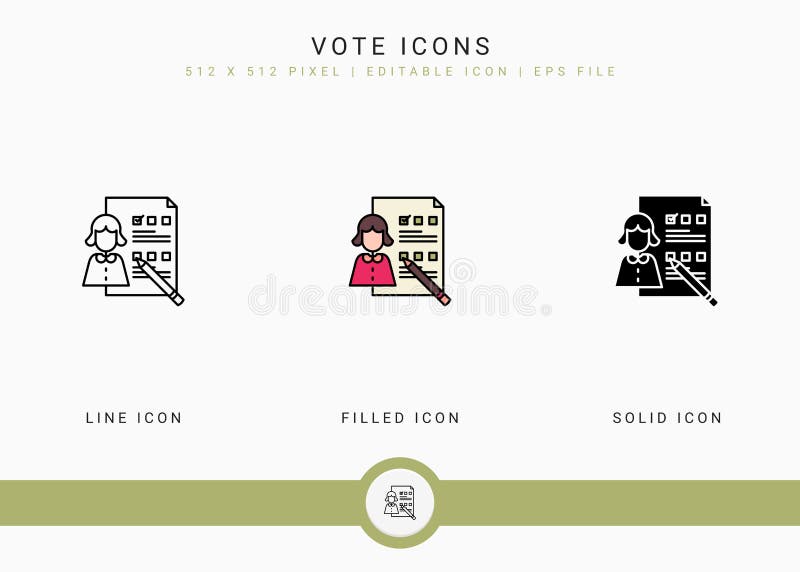 Vote Icons Set Vector Illustration with Solid Icon Line Style. Customer ...