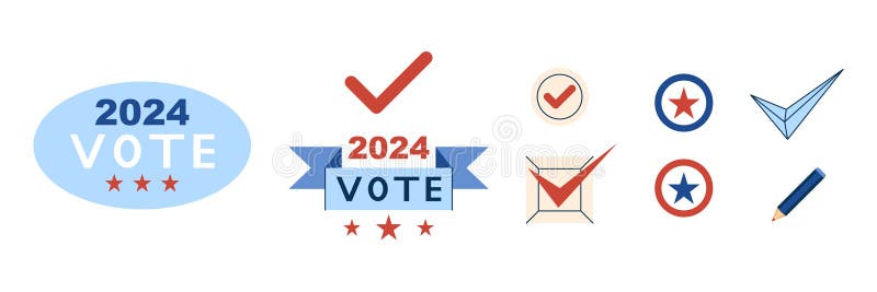 Vote 2024 Illustrations Set . Element for Election Design Stock ...