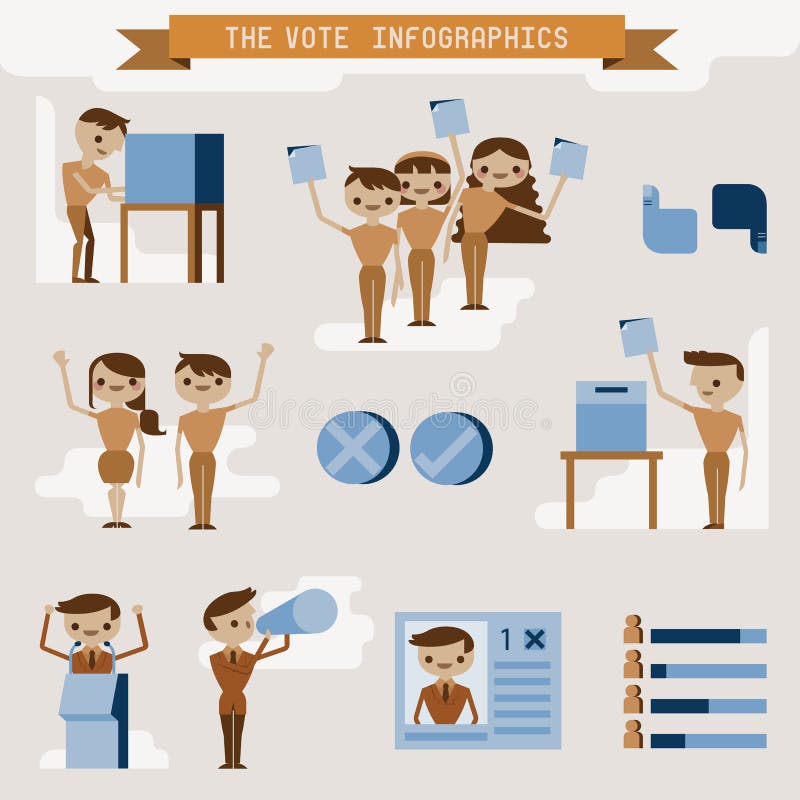 Vote Info Graphic and Character Stock Vector - Illustration of ...