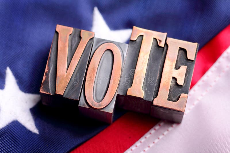 VOTE Letters on American Flag Stock Photo - Image of gold, government ...