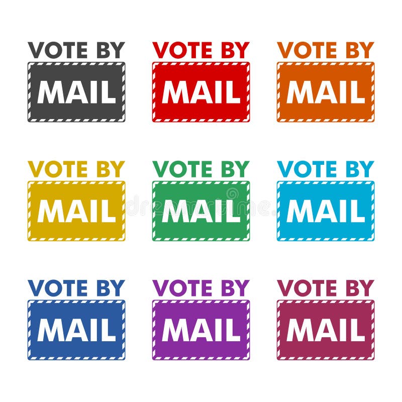 Vote by Mail Color Icon Set Stock Vector - Illustration of polling ...