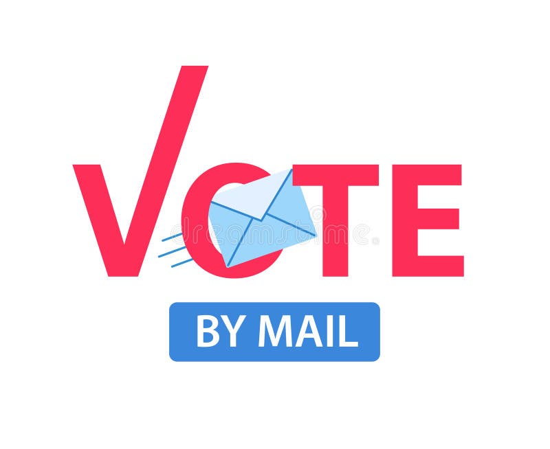 Vote by Mail. Icon Blue Envelope with Red Word Vote Stock Vector ...