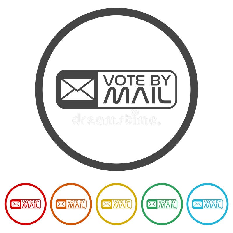 Vote by Mail Ring Icon, Color Set Stock Vector - Illustration of ...